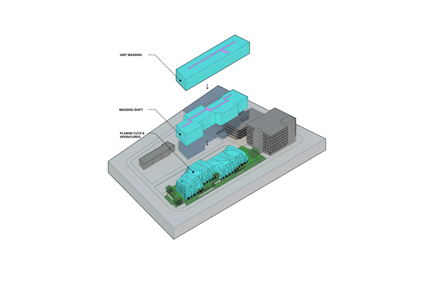 Large Architecture | 800 Western Exploded Axon Lines